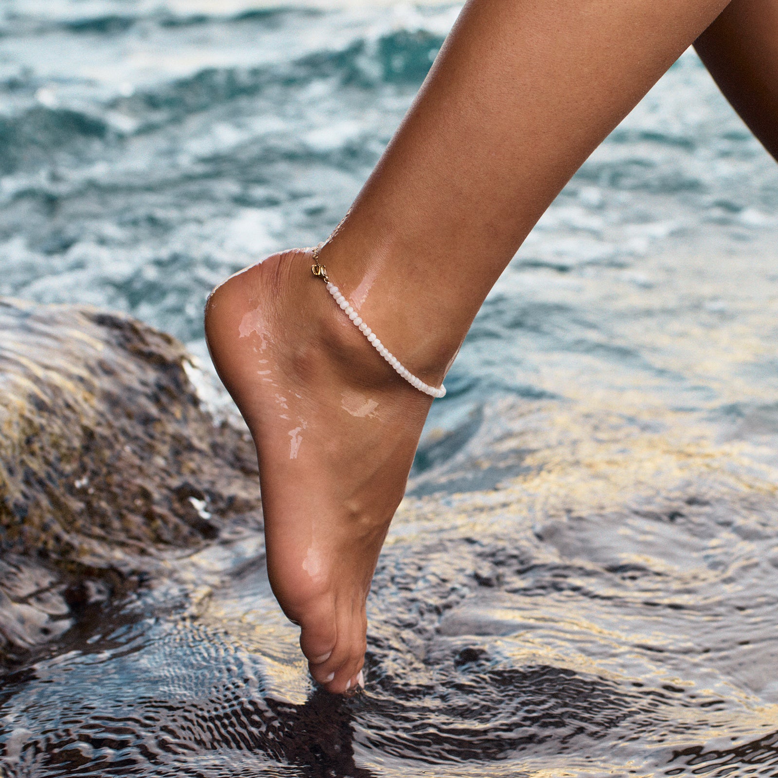 Summer Beads Anklet White Gold EdbladNZ